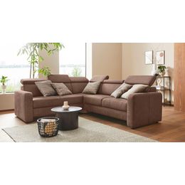 Sit & More Ecksofa SIT & MORE, B:247cm H:84cm T:227cm, braun, Wohnzimmer, Sofas, "Bologna L-Form", Kopfteilverstellung, wahlweise mit Bettfunktion und