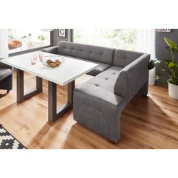 Eckbank, B:157cm H:82cm T:245cm, grau, exxpo - SOFA FASHION, Microfaser (Zusammensetzung: 100% Polyester);Lederfaserstoff (Grundgewebe 41%