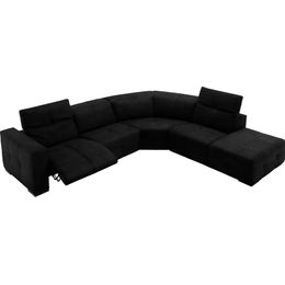 Ecksofa Egoitaliano, B:300cm H:100cm T:274cm, schwarz, Leder &raquo;BULL&laquo; (echtes Rindsleder). Geschliffenes, pigmentiertes und behandeltes Rindsleder mit