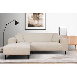 Ecksofa Home Affaire, B:235cm H:81cm T:163cm, beige, 100% Polyester, Wohnzimmer, Sofas, "ARROS L-Form mit Wellenunterfederung, Ma&szlig;e B/T/H: 235/163/81
