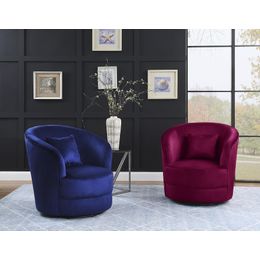 Drehsessel, B:84cm H:84cm T:85cm, blau, ATLANTIC HOME COLLECTION, 100% PES, Wohnzimmer, Sessel, "Colin", 360&Acirc; frei drehend, in Samtveloursbezug,
