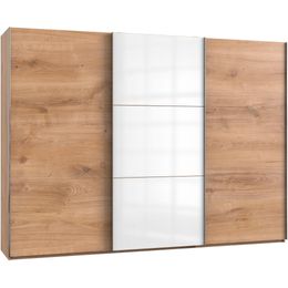 Schwebet&uuml;renschrank wimex, B:300cm H:216cm T:65cm, braun, Schr&auml;nke, "Level by fresh to go", mit jeweils einer Glast&uuml;r