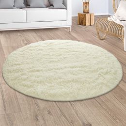 Hochflor-Teppich Paco Home, H:37mm &Oslash;:200cm, gelb, Polyester, Teppiche, "Silky 591", Uni Farben, besonders weich und kuschelig