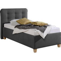 Polsterbett Maintal, B:108cm L:210cm, grau, Betten, inklusive Bettkasten