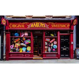 papermoon Fototapete "Hardys Shop", B/L: 4m x 2,6m, Bahnen: 8 Stk., bunt, Schlafzimmer, Tapeten