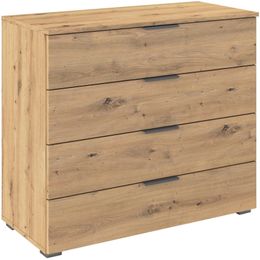 OTTO home "Sideboard Schubladenkommode AGORDO mit Dekor- oder Hochglanzfront" in zwei Griff-Farben, Breite 80 cm, vier gro&szlig;e und ger&auml;umige Schubladen