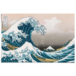 Poster Reinders, B:91,5cm H:61cm T:0,1cm, blau, Papier, Wohnzimmer, Bilder, "Gro&szlig;e Welle - Hokusai"