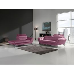 Polstergarnitur Egoitaliano, B:180cm T:110cm, rot, Leder &raquo;NUVOLE&laquo; (Echtes Rindsleder). Halbnat&uuml;rliches, halbnarbiges Rindsleder mit einer nat&uuml;rlichen