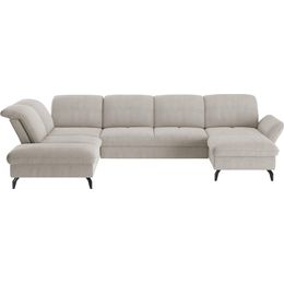Sit & More Wohnlandschaft SIT & MORE, B:363cm H:88cm T:242cm, beige, 90% Polyester, 10% Polyamid, Sofas, "Leandro U-Form", Wahlweise mit Bett-, Kopfteil - und