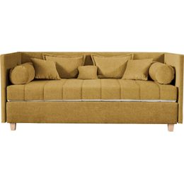 Schlafsofa Alina, B:201cm H:90,5cm T:101cm, gelb, Struktur fein TCM (100% Polyester), Jugendzimmer, Sofas, "Kona", 7-Zonen Taschenfederkernmatratze,