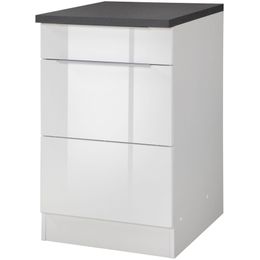 Unterschrank KOCHSTATION, B:50cm H:85cm T:60cm, wei&szlig;, Holzwerkstoff, MDF, K&uuml;che, Schr&auml;nke, "KS-Brindisi", 50 cm breit