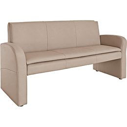 Hockerbank, B:182cm H:89cm T:67cm, beige, exxpo - SOFA FASHION, Strukturstoff (88%Polyester, 12% Nylon) mit Absatz Luxuskunstleder;Luxus-Microfaser