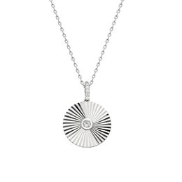 dKeniz Damen Kette mit Anh&auml;nger "Coin 925/- Sterling Silber Zirkonia Wei&szlig;", 42+3cm, Silber 925 (Sterlingsilber), L: 45 B: 15mm, wei&szlig;, Silber 925