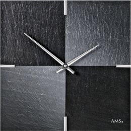AMS Wanduhr "W9520", B/H/L: 30cm x 30cm, schwarz, Wanduhren, Made in Germany,Schiefer,Wohnzimmer,Esszimmer,K&uuml;che,Arbeitszimmer