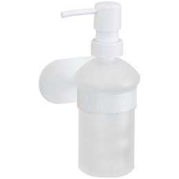 Seifenspender Wenko, wei&szlig;, Edelstahl, Glas, Badezimmer, Dosierspender, "Turbo-Loc Modell Orea", Befestigen ohne Bohren, Edelstahl-Halterung, 200 ml