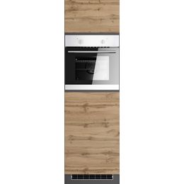 Backofen/K&uuml;hlumbauschrank KOCHSTATION, B:60cm H:200cm T:60cm, braun, Holzwerkstoff, Schr&auml;nke, "KS-Riesa", Breite 60 cm, MDF-Fronten