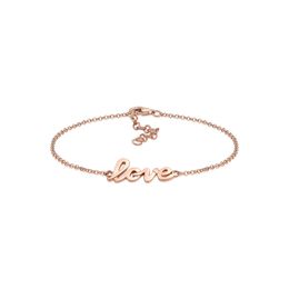 Elli Damen Armband "ROS&Eacute;GOLD 925 Silber mit "Love" Schriftzug", 16cm, ohne Stein, Silber 925 (Sterlingsilber), rosa, Silber 925 (Sterlingsilber),