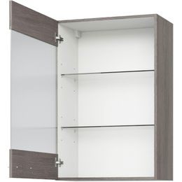 Glash&auml;ngeschrank KOCHSTATION, B:60cm H:90cm T:35cm, grau, K&uuml;che, Schr&auml;nke, "KS-Trea OG60-90", inklusive zwei Glaseinlegeb&ouml;den, Breite 60 cm, H&ouml;he 90