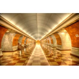 papermoon Fototapete "ARCHITEKTUR-METRO STATION MOSKAU U BAHN TUNNEL PAL&Auml;STE", B/L: 3,5m x 2,6m, Bahnen: 7 Stk., bunt, Schlafzimmer, Tapeten