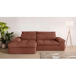 Ecksofa Home Affaire, B:274cm H:106cm T:203cm, orange, 83% Polyester, 17% Nylon, Wohnzimmer, Sofas, "ALVERIE mit Recamiere, moderne Steppung, Ma&szlig;e: