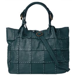 Samantha Look Damen Shopper, blau, Leder, leicht gl&auml;nzend, unifarben, Taschen, echt Leder, Made in Italy