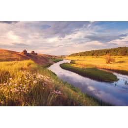 papermoon Fototapete "Fluss durch Landschaft", B/L: 4,5m x 2,8m, Bahnen: 9 Stk., bunt, Schlafzimmer, Tapeten