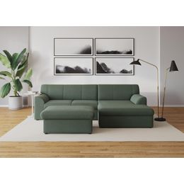 Ecksofa DOMO collection, B:245cm T:155cm, gr&uuml;n, Wohnzimmer, Sofas, "Topper, elegant und zeitlos, kompaktes Stellma&szlig; 245/155cm, L-Form", mit