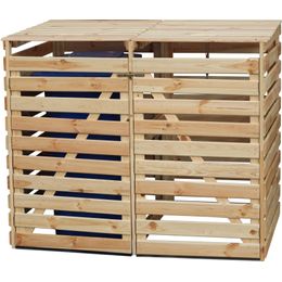 M&uuml;lltonnenbox Promadino, B:148cm H:122cm T:92cm, braun, Holzwerkstoff, Aufbewahrungsboxen, "Vario V", f&uuml;r 2 x 240 l, holzfarben