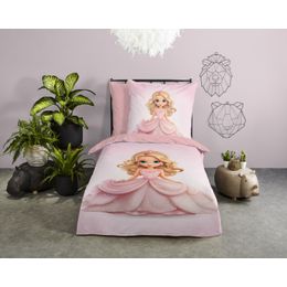 Kinderbettw&auml;sche, rosa, PURE LUXURY COLLECTION, Microfaser, Obermaterial: 100% Polyester, Bettw&auml;sche, "Bellas", Mikrofaser, 135x200, 2 Teilig,