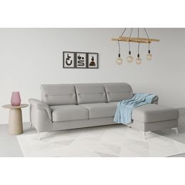 Sit & More Ecksofa SIT & MORE, B:258cm H:85cm T:170cm, grau, 100% Polyester, Wohnzimmer, Sofas, "Sinatra L-Form", mit Recamiere, optinal mit Kopfteilverstellung