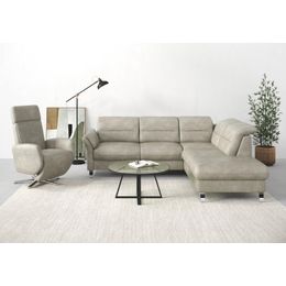 Sit & More Ecksofa SIT & MORE, B:247cm H:85cm T:222cm, grau, Wohnzimmer, Sofas, "Grenoble L-Form mit Federkern", wahlweise mit Bettfunktion, Bettkasten, Arm-