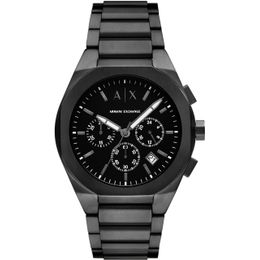 Armani Exchange Damen Chronograph "SYNC", schwarz, Armbanduhren, Armbanduhr, Herrenuhr, Edelstahlarmband, analog, Tag, Stoppfunktion
