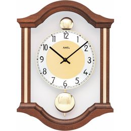 AMS Pendelwanduhr "W7447/1", B/H/L: 6cm x 34cm x 26cm, braun, Wanduhren, Quarzuhr, Holzgeh&auml;use, Nussbaum,Esszimmer,Wohnzimmer,Made in Germany