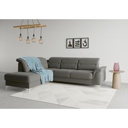 Sit & More Ecksofa SIT & MORE, B:251cm H:85cm T:220cm, grau, 90% Polyester, 10% Polyamid, Wohnzimmer, Sofas, "Sinatra L-Form", mit Ottomane, optional mit