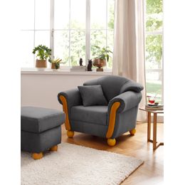 Sessel Home Affaire, B:103cm H:83cm T:81cm, grau, Wohnzimmer, Sessel, "Milano, Loungesessel", hoher Sitzkomfort mit Federkernpolsterung, incl.