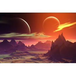 papermoon Fototapete "PLANETEN-FUTURISTISCH WELTRAUM MOND GALAXIE UNIVERSUM", B/L: 4m x 2,6m, Bahnen: 8 Stk., bunt, Schlafzimmer, Tapeten