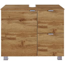 Waschbeckenunterschrank Welltime, B:70cm H:53cm T:35cm, braun, Holzwerkstoff, Badezimmer, Schr&auml;nke, "Bauska", 70 cm breit, mit 2 Ausz&uuml;gen