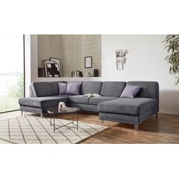 Sit & More Wohnlandschaft SIT & MORE, B:319cm H:89cm T:190cm, grau, Sofas, "Clio U-Form", wahlweise mit Bettfunktion und Bettkasten, inklusive Federkern