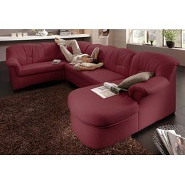 Wohnlandschaft DOMO collection, B:297cm H:84cm T:180cm, rot, Struktur ( 90% Polyester, 10% Polyacryl);Microfaser PRIMABELLE (100%
