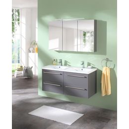 Spiegelschrank Welltime, B:120cm H:75cm T:16cm, grau, FSC-zertifizierter Holzwerkstoff, Badezimmer, Schr&auml;nke, "Torino made in Germany", Breite 120