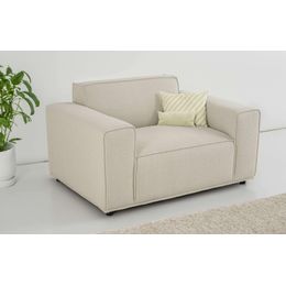Loveseat Home Affaire, B:140cm H:75cm T:96cm, beige, 100% polyester, Sessel, "Avelin, 1.5 Sitzer, 140 cm, Chenille, Struktur-Boucle", mit