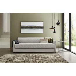 Schlafsofa, B:224cm, grau, ATLANTIC HOME COLLECTION, 100% Polyester, Jugendzimmer, Sofas, "Ken", mit Bettfunktion, inklusive Topper mit abnehmbarem