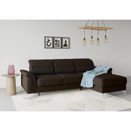Sit & More Ecksofa SIT & MORE, B:258cm H:85cm T:170cm, braun, 100% Polyester, Wohnzimmer, Sofas, "Sinatra L-Form", mit Recamiere, optinal mit