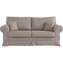 3-Sitzer Home Affaire, B:210cm H:102cm T:92cm, beige, 100% Polyester, Sofas, "Shadmoor", Hussenoptik, in uni oder mit Blumendruck