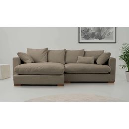 Ecksofa Home Affaire, B:266cm H:80cm T:153cm, braun, 100% Polyester, Wohnzimmer, Sofas, "Coray", Breite 266 cm, extra weich und kuschelig, mit Federn