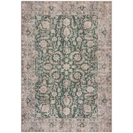 Teppich FLAIR RUGS, B:190cm H:2mm L:290cm, gr&uuml;n, Kunstfaser, Wohnzimmer, Teppiche, "Beau Floral", Waschbarer Vintage Teppich, Wohnzimmer,