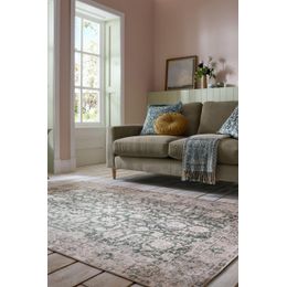 Teppich FLAIR RUGS, B:152cm H:2mm L:230cm, gr&uuml;n, Kunstfaser, Wohnzimmer, Teppiche, "Beau Floral", Waschbarer Vintage Teppich, Wohnzimmer,
