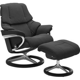 stressless "Reno" Set, Relaxsessel mit Hocker, mit Hocker, mit Signature Base, Gr&ouml;&szlig;e S, M & L, Gestell Schwarz