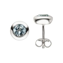 Jobo Damen Paar Ohrstecker "rund", 8,1mm, Silber 925 (Sterlingsilber), blau, Silber 925 (Sterlingsilber), Ohrringe, 925 Silber mit Blautopas