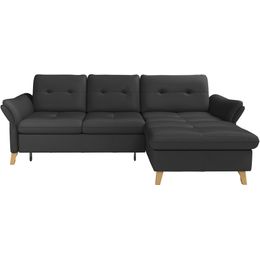 Sit & More Ecksofa SIT & MORE, B:268cm H:90cm T:176cm, schwarz, Wohnzimmer, Sofas, "G&ouml;teborg", Sitztiefenverstellung und Federkern, wahlweise mit Bettfunktion
